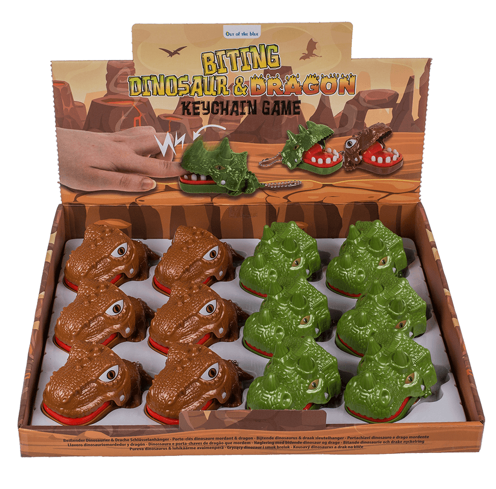 Metal keychain, Biting Dinosaur & Dragon, – Out of the Blue